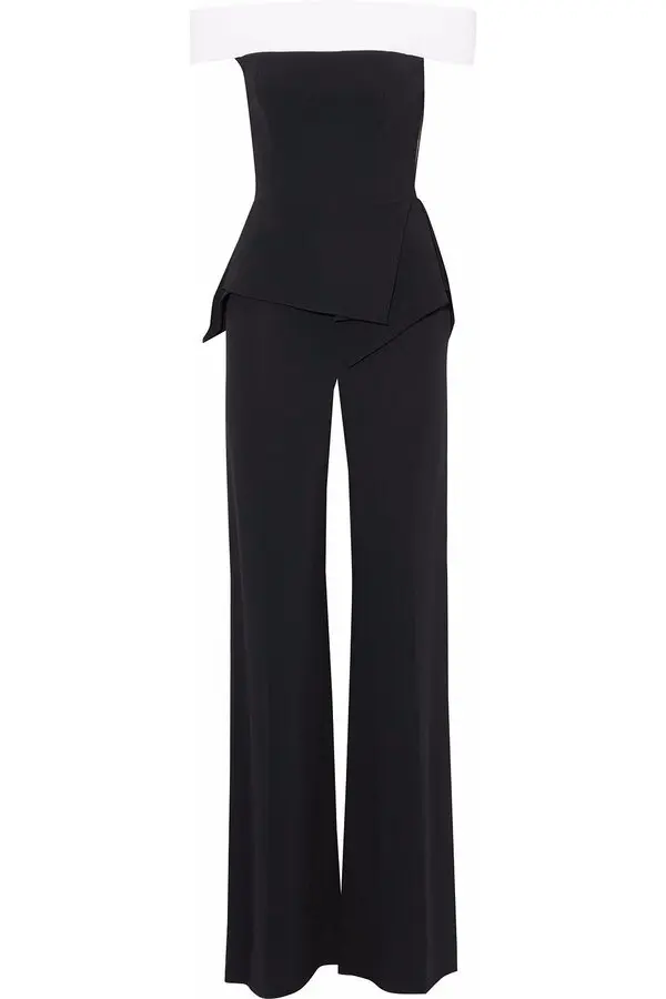 Roland Mouret Offtheshoulder Twotone Cady Peplum Jumpsuit