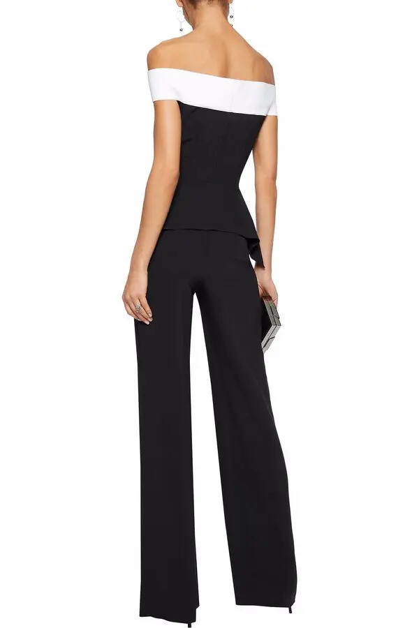 Roland Mouret Offtheshoulder Twotone Cady Peplum Jumpsuit