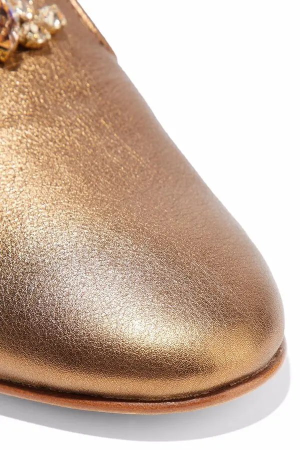 GIUSEPPE ZANOTTI Crystalembellished Metallic Leather Loafers