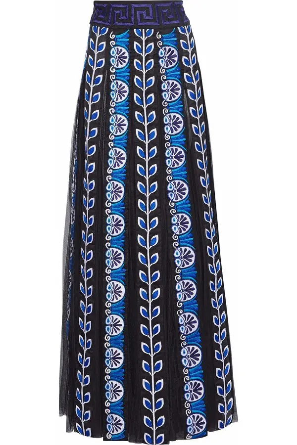 MARY KATRANTZOU Embroidered Tulle Maxi Skirt