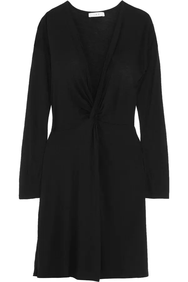 IRO PARIS Teiva Knotted Modal-blend Jersey Mini Dress - Black