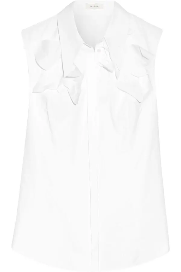 Delpozo Appliquéd Cotton-poplin Shirt - White