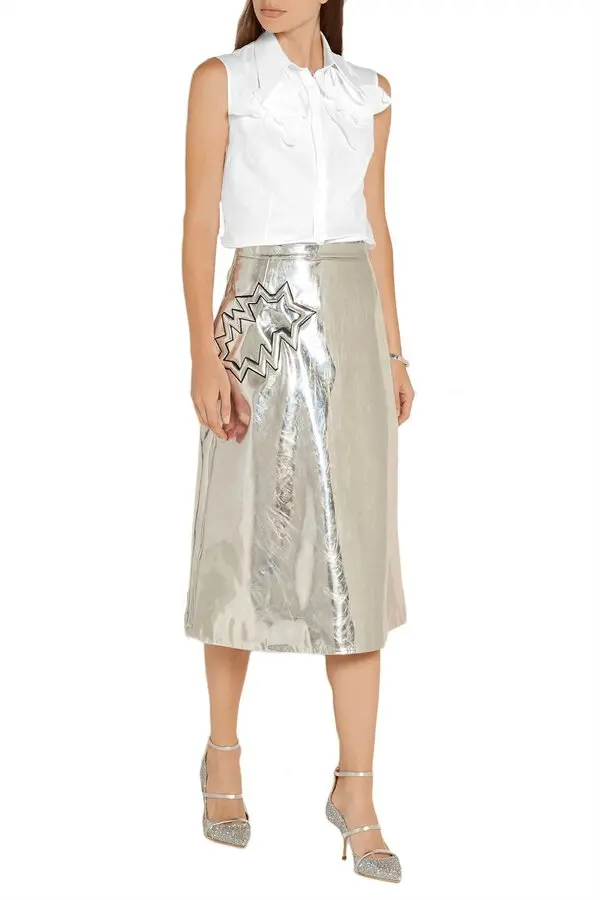 Delpozo Appliquéd Cotton-poplin Shirt