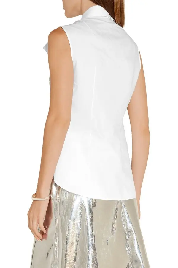 Delpozo Appliquéd Cotton-poplin Shirt