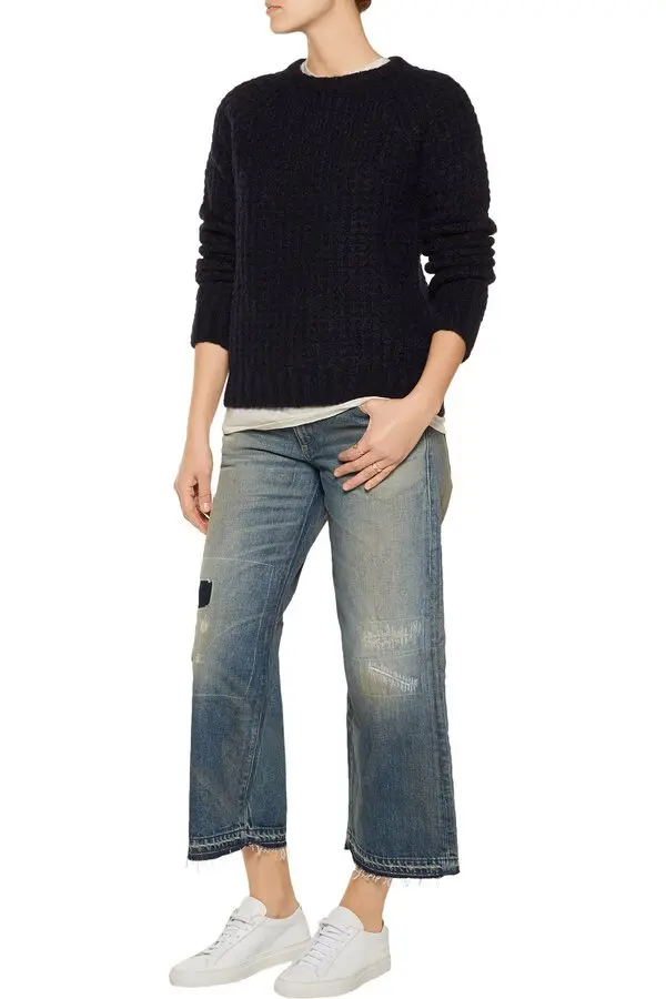 SIMONMILLER Cheviot Distressed Midrise Wideleg Jeans
