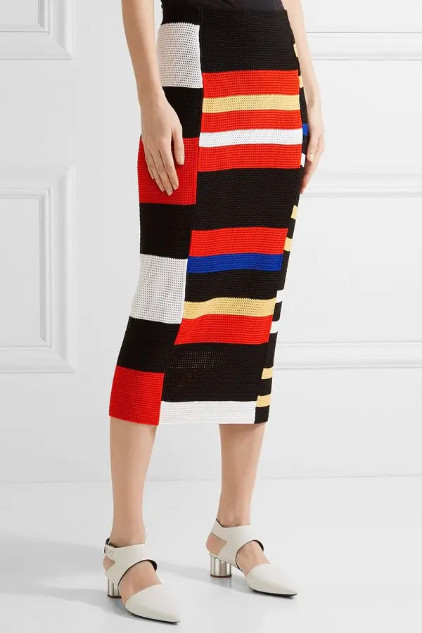 Proenza Schouler Striped Crochet-knit Midi Skirt