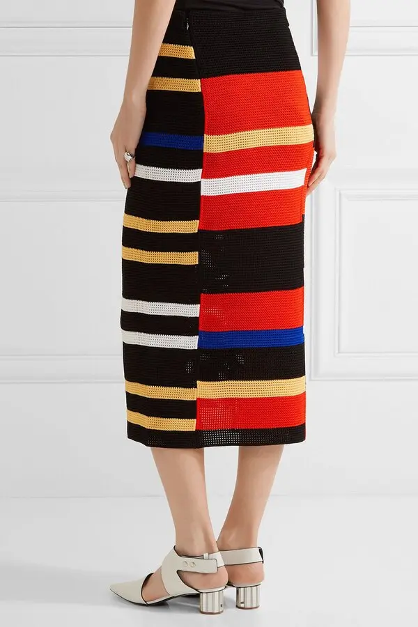 Proenza Schouler Striped Crochet-knit Midi Skirt