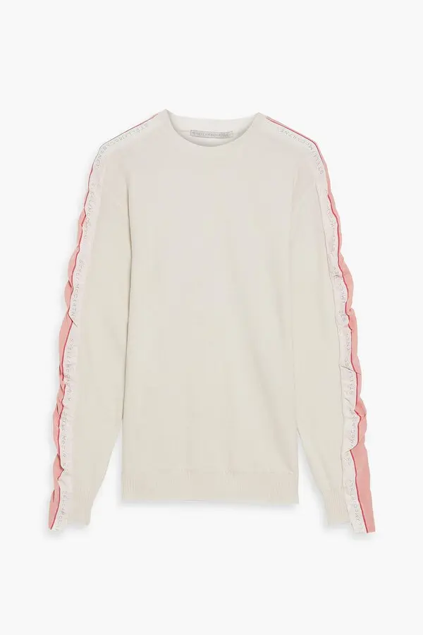 Stella McCartney Ribbed Wool Sweater With Trim - Beige