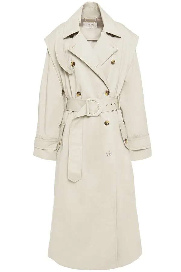 Zimmermann Super Eight Crinkled Cottonblend Gabardine Trench Coat - Stone