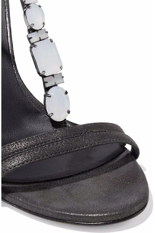 GIUSEPPE ZANOTTI Crystalembellished Metallic Suede Sandals