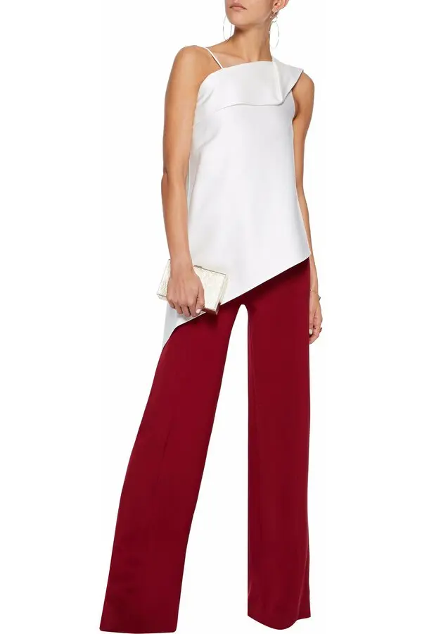 Roland Mouret Oneshoulder Asymmetric Draped Satin Top