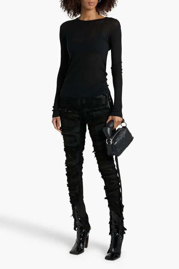 Rick Owens Detroit Distressed High-rise Skinny Jeans