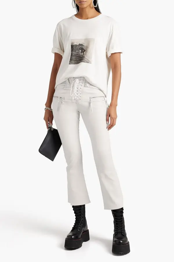 Off-White Cropped Stretchleather Bootcut Pants