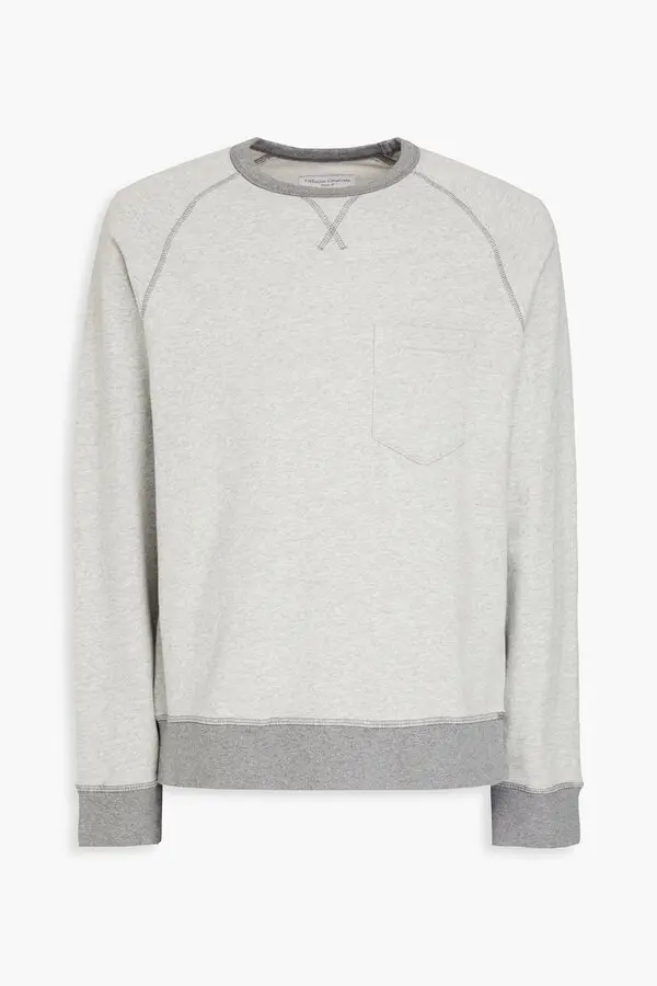 Officine Générale French Cotton-terry Sweatshirt With Chest Pocket - Light Gray