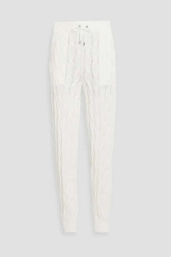 Brunello Cucinelli Cableknit Cotton, Linen And Silkblend Track Pants - White
