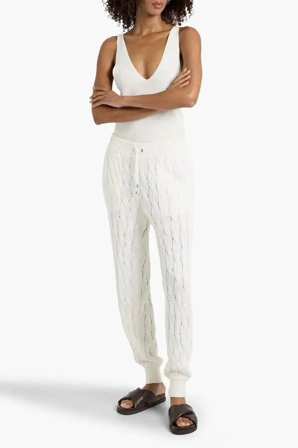 Brunello Cucinelli Cableknit Cotton, Linen And Silkblend Track Pants