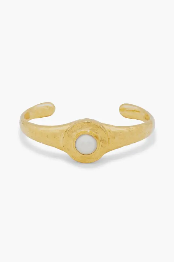 Pamela Love Vivianna Hammered Plated Faux Pearl Cuff - Gold