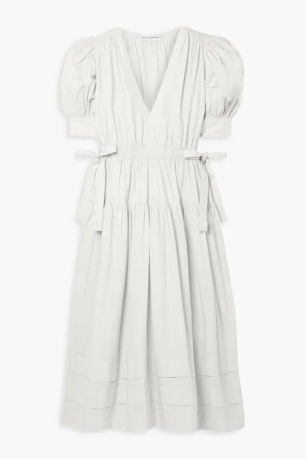 Ulla Johnson Imani Gathered Washed Cottonpoplin Midi Dress
