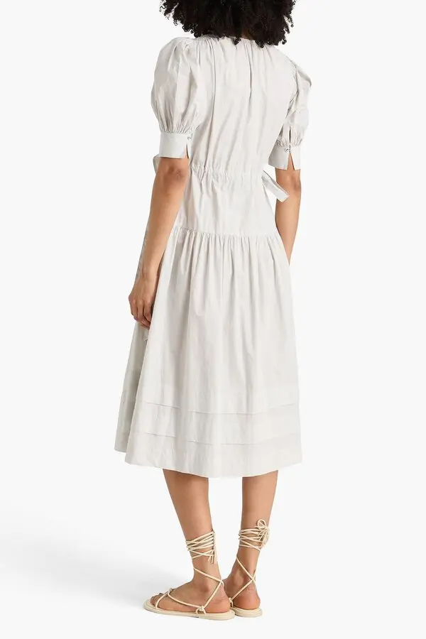 Ulla Johnson Imani Gathered Washed Cottonpoplin Midi Dress