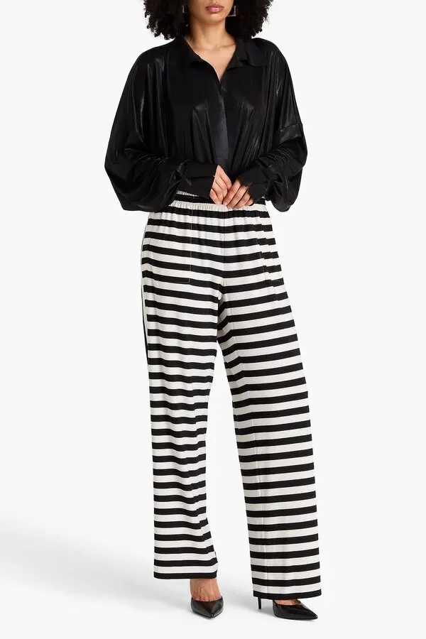Norma Kamali Striped Stretchjersey Wideleg Pants