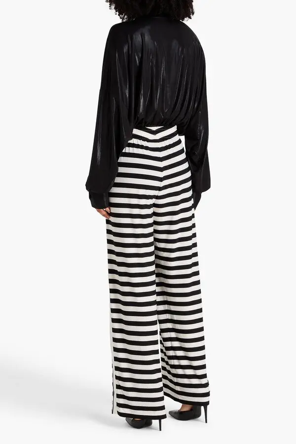 Norma Kamali Striped Stretchjersey Wideleg Pants
