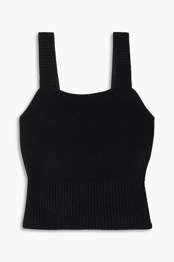 ALLUDE Cropped Cashmere Tank - Black