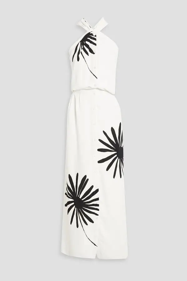 Oscar De La Renta Cutout Printed Crepe Maxi Dress