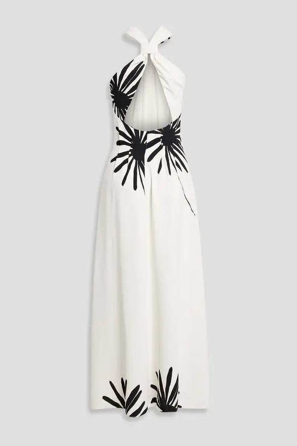 Oscar De La Renta Cutout Printed Crepe Maxi Dress