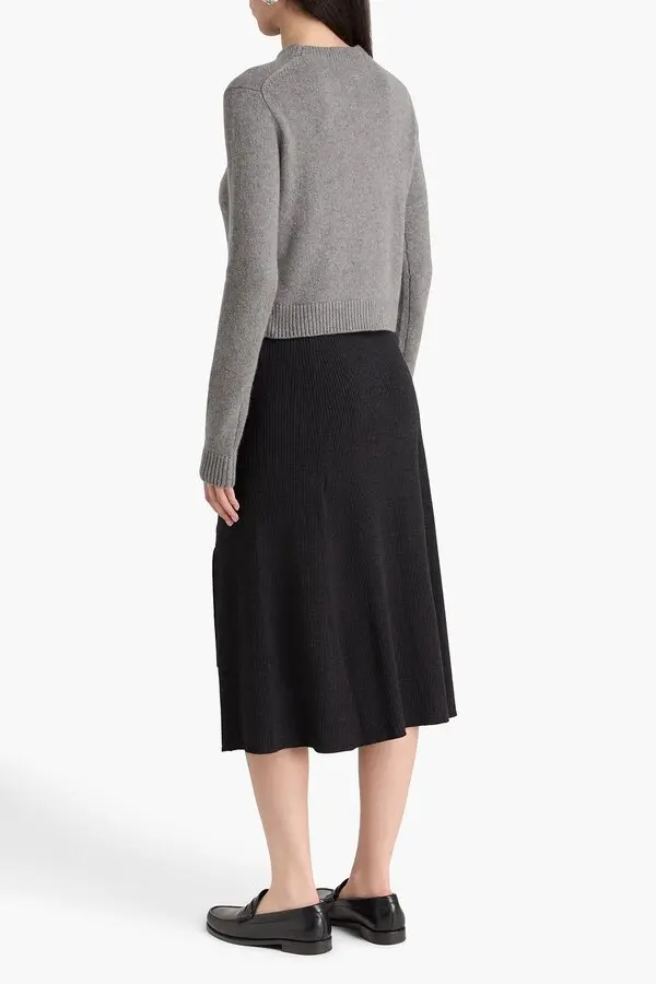 Maje Laceup Ribbedknit Midi Skirt