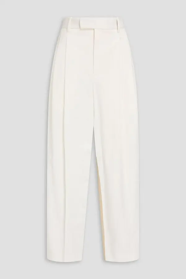 Partow Bailey Twotone Pleated Cottonblend Twill Wideleg Pants