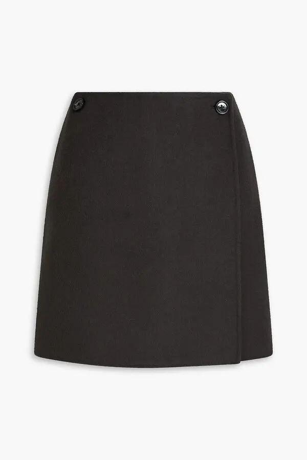HOLZWEILER Wool-blend Wrap Mini Skirt - Dark Gray