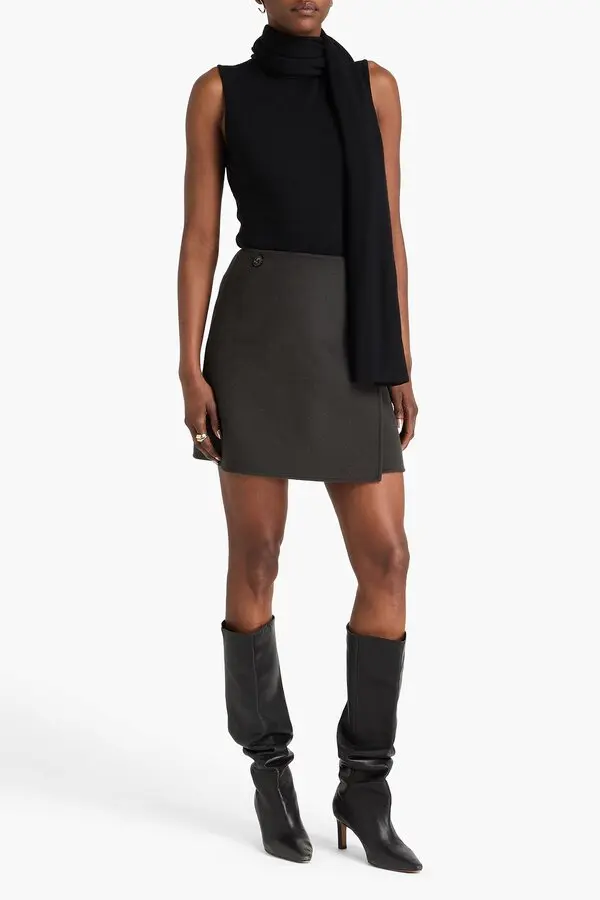 HOLZWEILER Wool-blend Wrap Mini Skirt