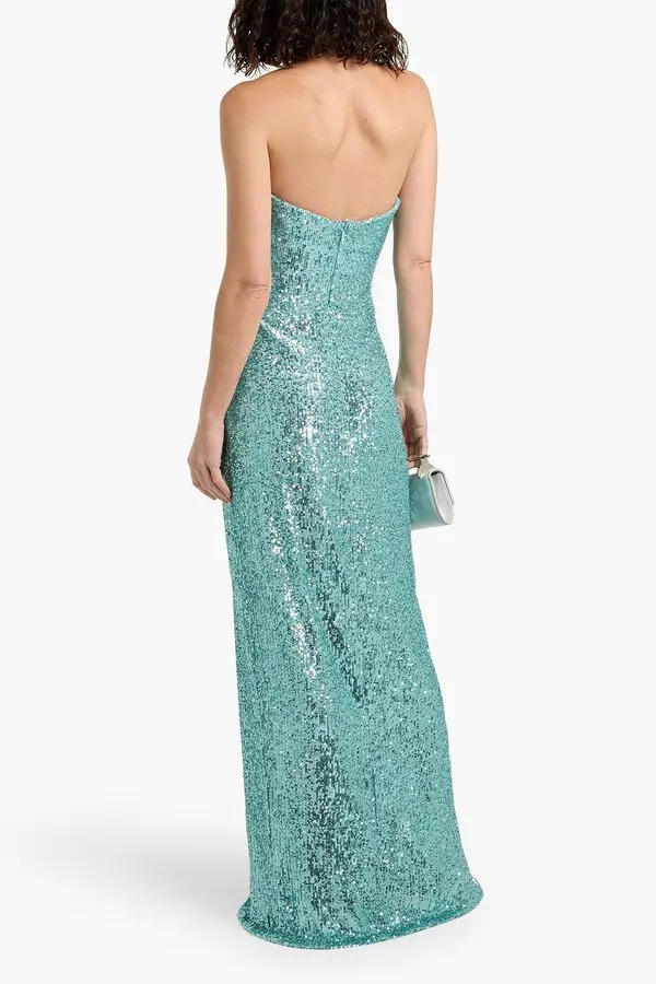 Monique Lhuillier Strapless Sequined Tulle Gown