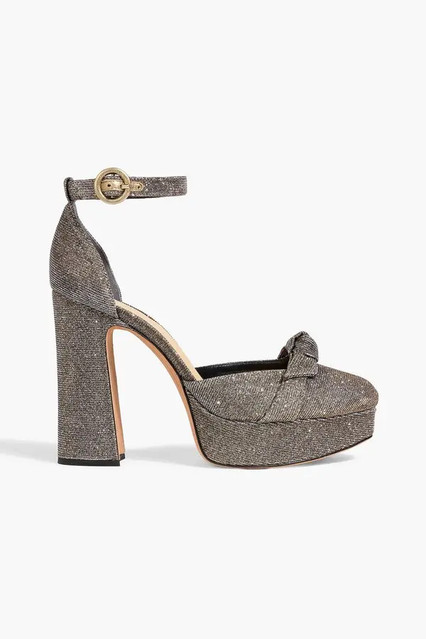 ALEXANDRE BIRMAN Clarita Bowdetailed Lamé Platform Pumps - Gold