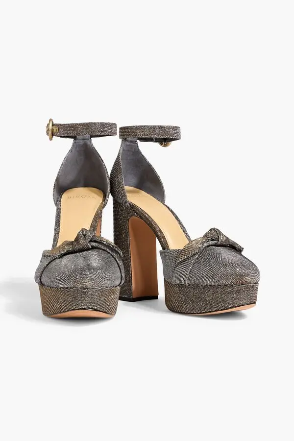 ALEXANDRE BIRMAN Clarita Bowdetailed Lamé Platform Pumps