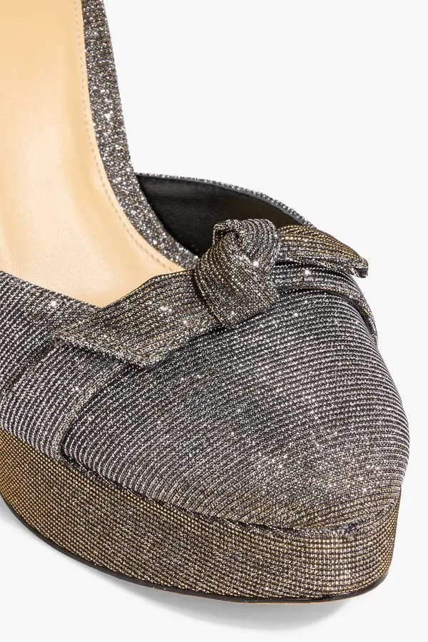 ALEXANDRE BIRMAN Clarita Bowdetailed Lamé Platform Pumps