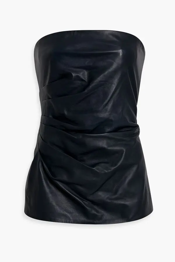Proenza Schouler Strapless Draped Leather Top