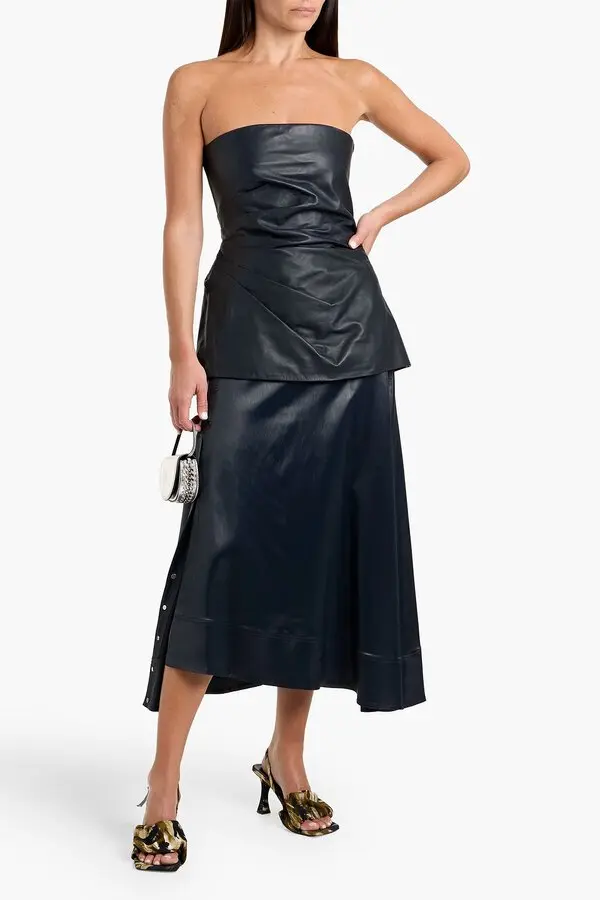 Proenza Schouler Strapless Draped Leather Top