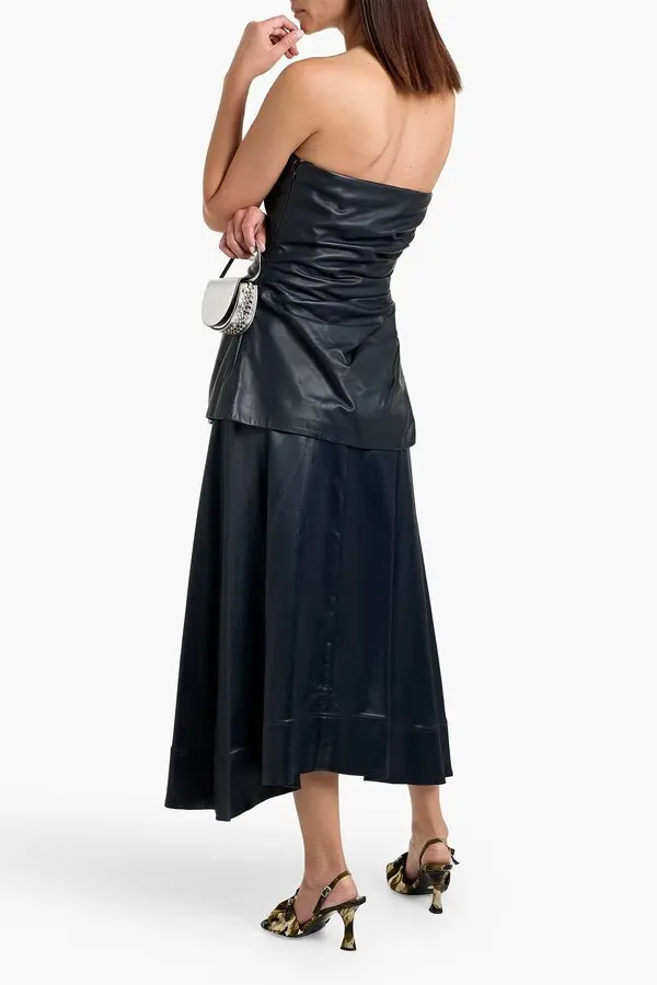 Proenza Schouler Strapless Draped Leather Top
