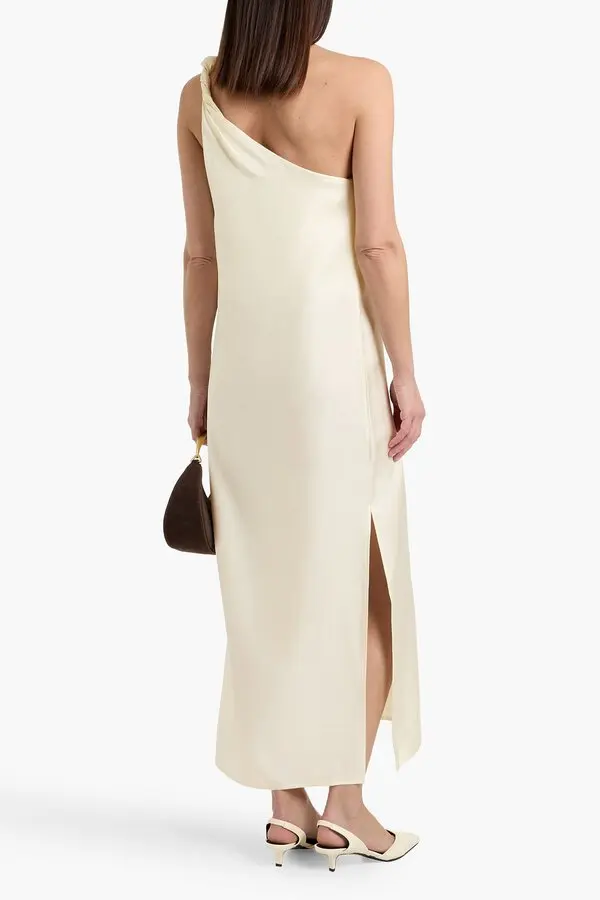Loulou De Saison Oneshoulder Twisted Silktwill Midi Dress