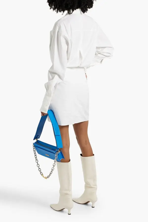 Helmut Lang Draped Cottonpoplin Mini Shirt Dress