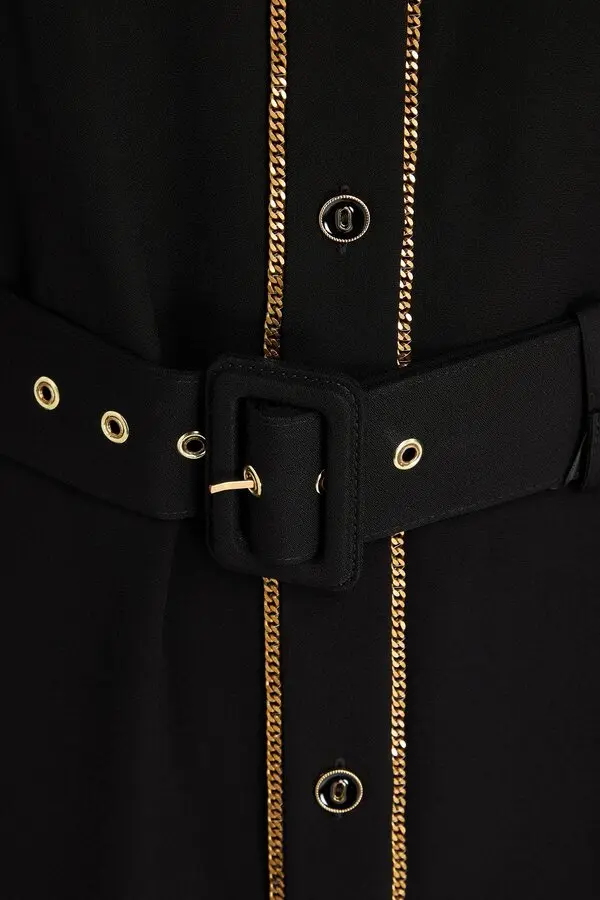 Zimmermann Belted Chain-embellished Crepe Midi Shirt Dress