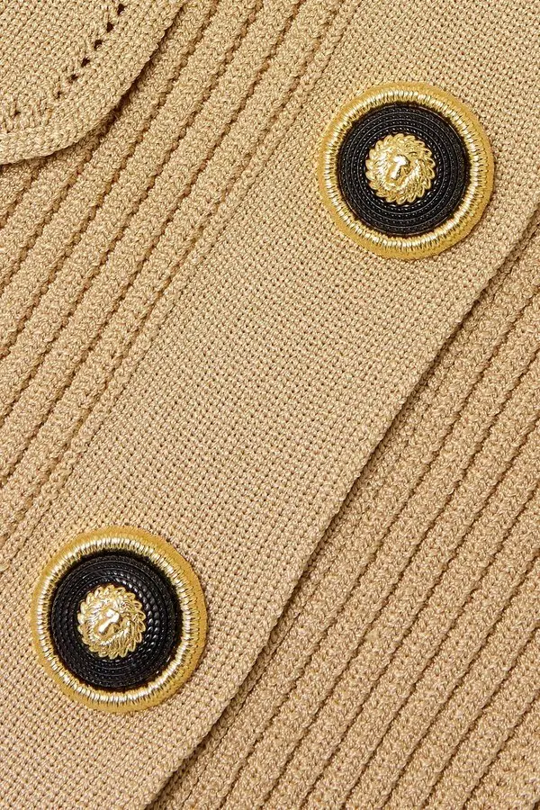 Balmain Ribbed Pointelleknit Cardigan