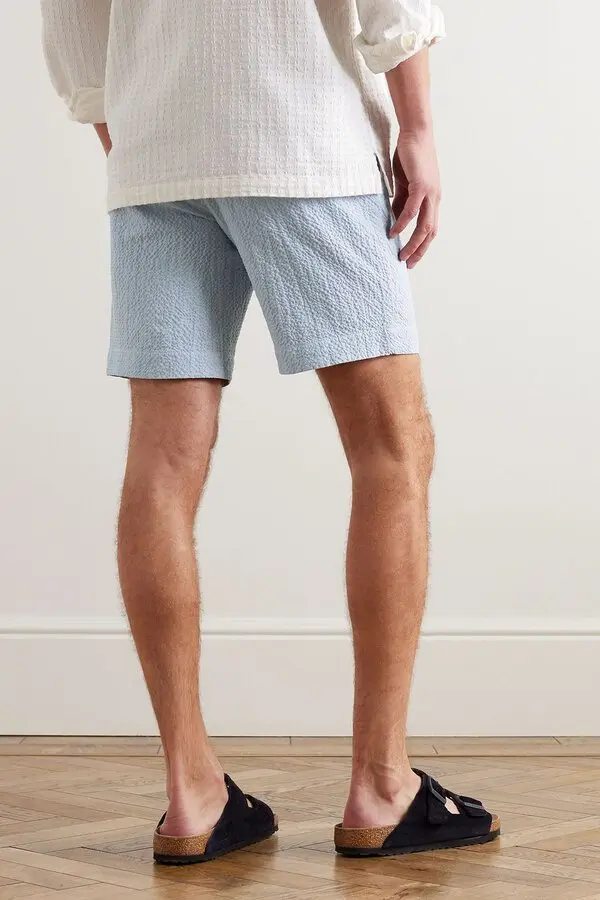 Mr P. Slim-fit Straight-leg Seersucker Shorts