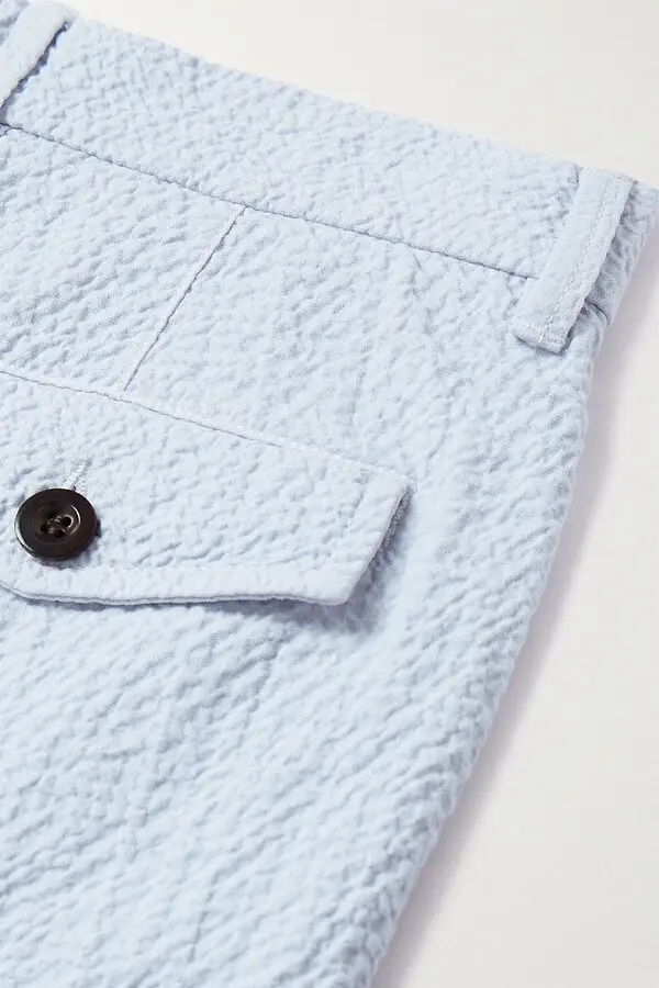 Mr P. Slim-fit Straight-leg Seersucker Shorts