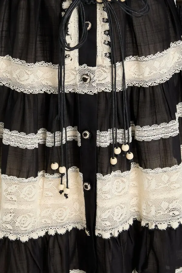 Zimmermann Lace Paneled Cotton Gauze Midi Dress