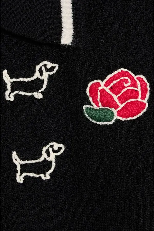 Thom Browne Embroidered Wool Polo Shirt