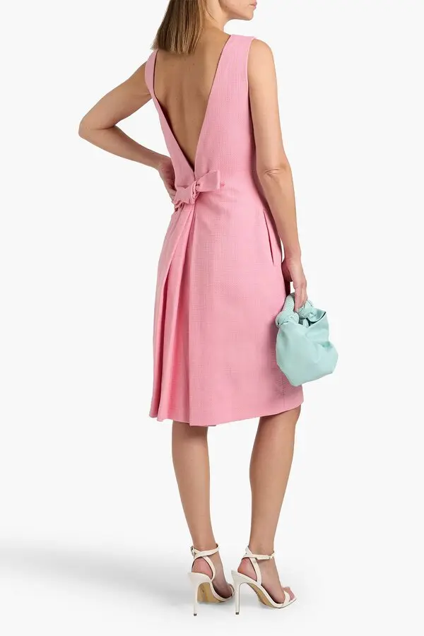 Max Mara Armida Cotton Jacquard Bow Detail Midi Dress