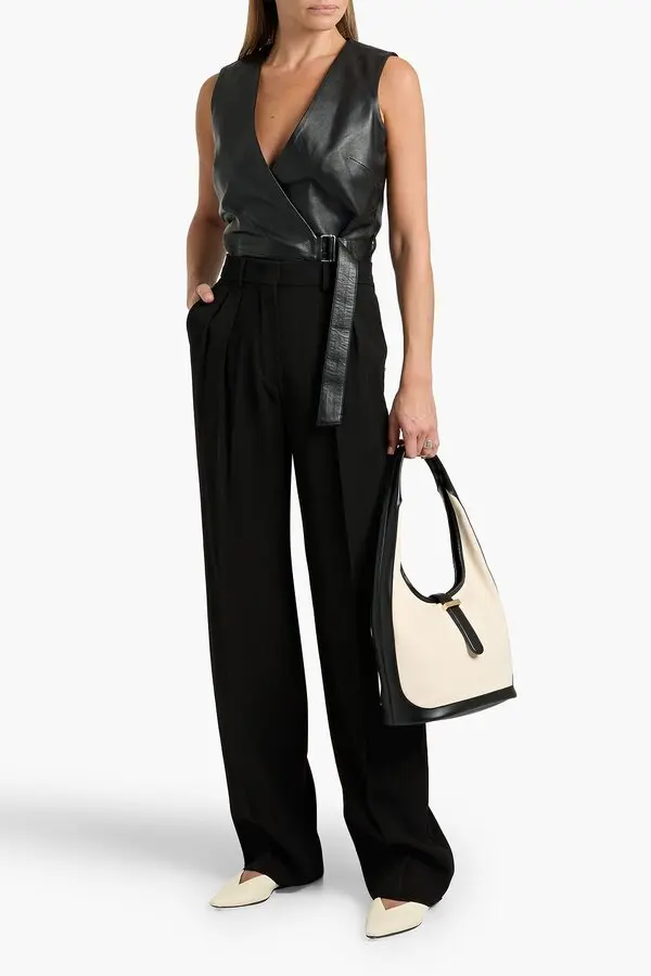 Sportmax Pleated Grain De Poudre Wideleg Pants