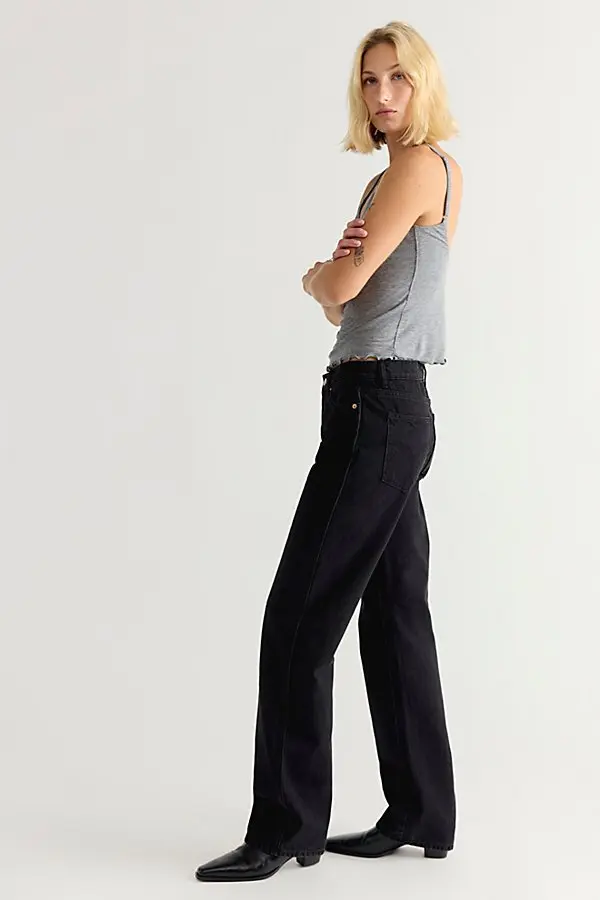 Rolla's Meg Straight Jeans - Washed Black